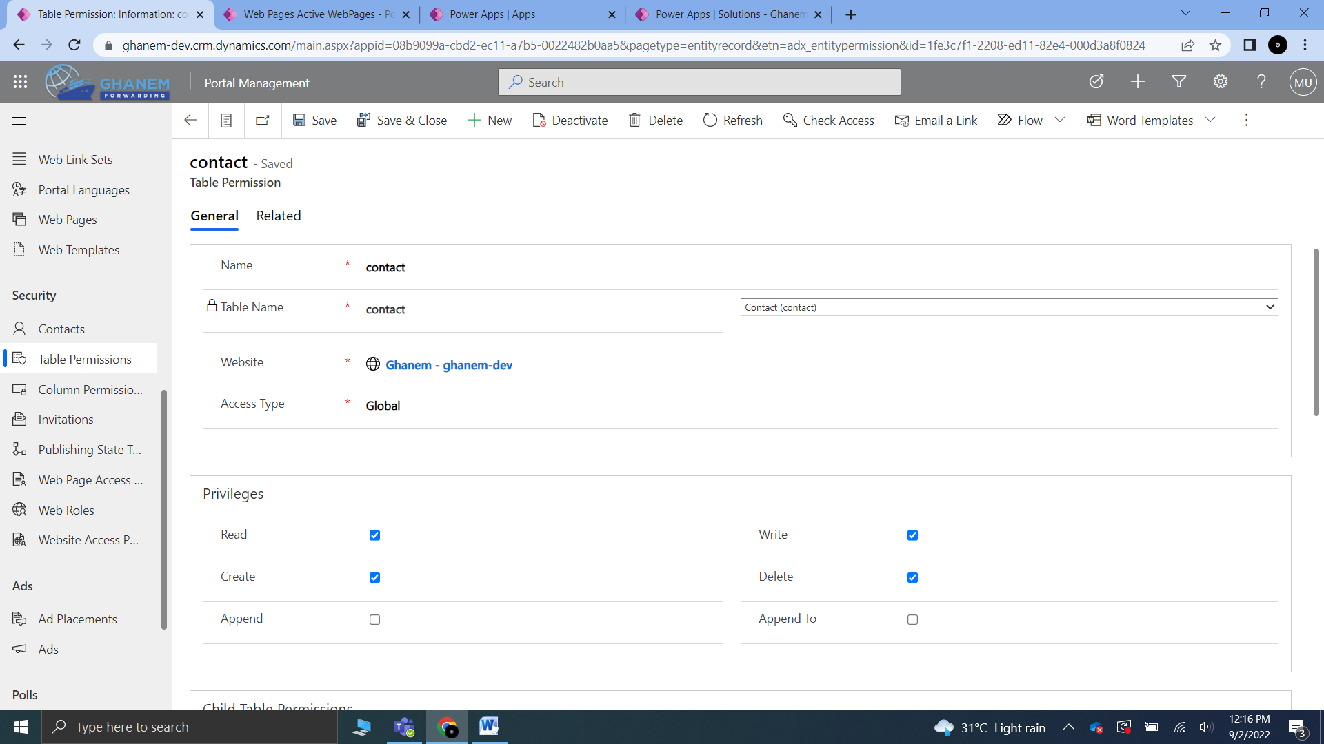 Authorize to use WebAPI in the PowerApp Portals